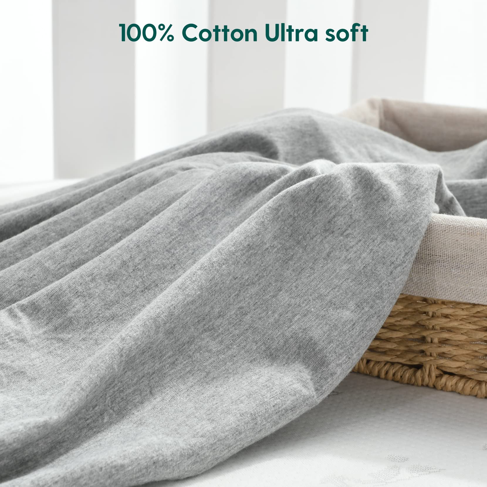 Babelio Fitted Crib Sheets for Standard Crib and Toldder Mattress, 100% Cotton, Ultra Soft and Breathable, 52 x 28 x 8 inches (Pack of 1) - Gray