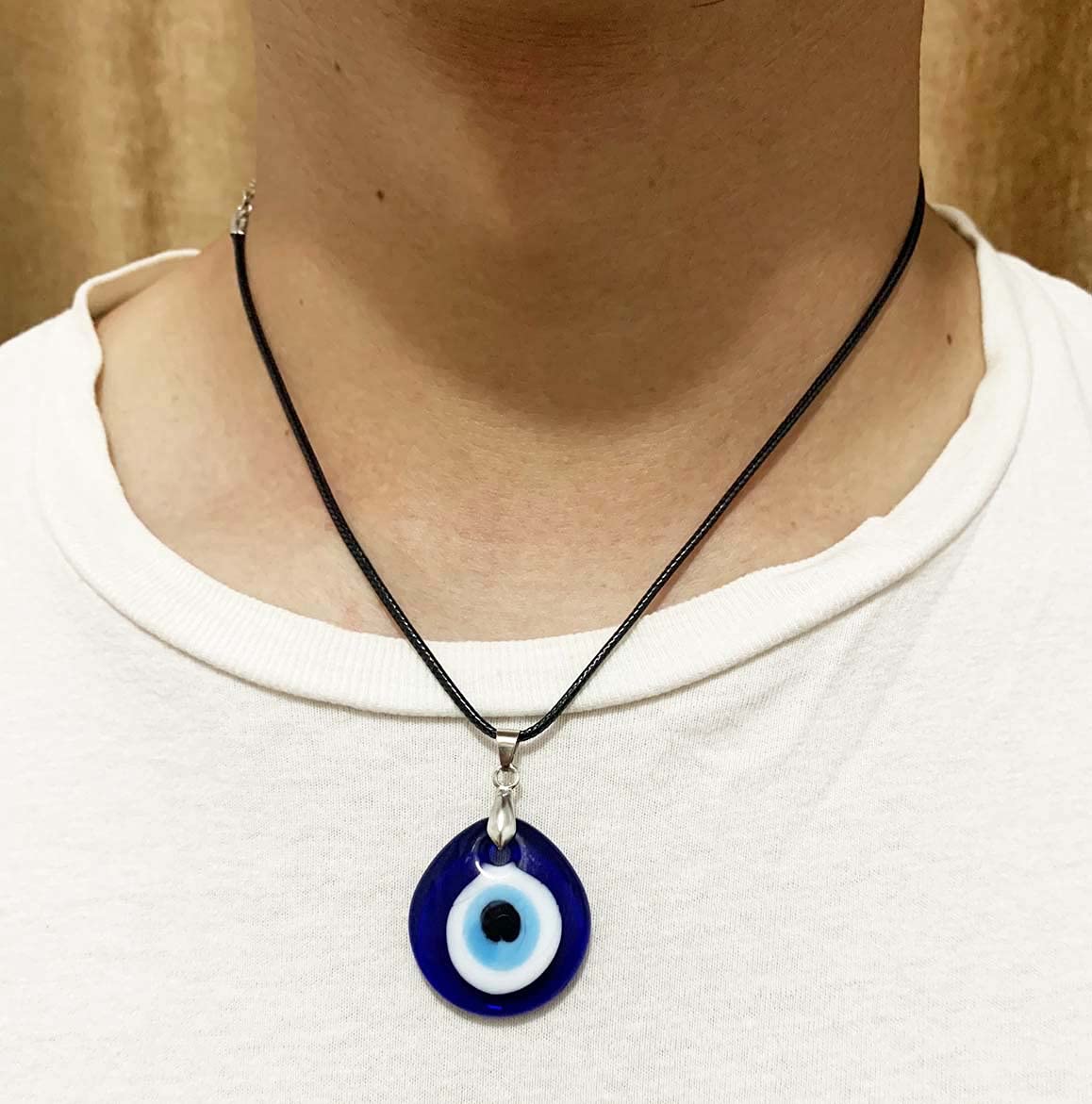 Binami 2 Pcs Evil Eye Lucky Necklace Turkish Blue Eye Kabbalah Adjustable Amulet Nazar Friendship Gift for Women Men