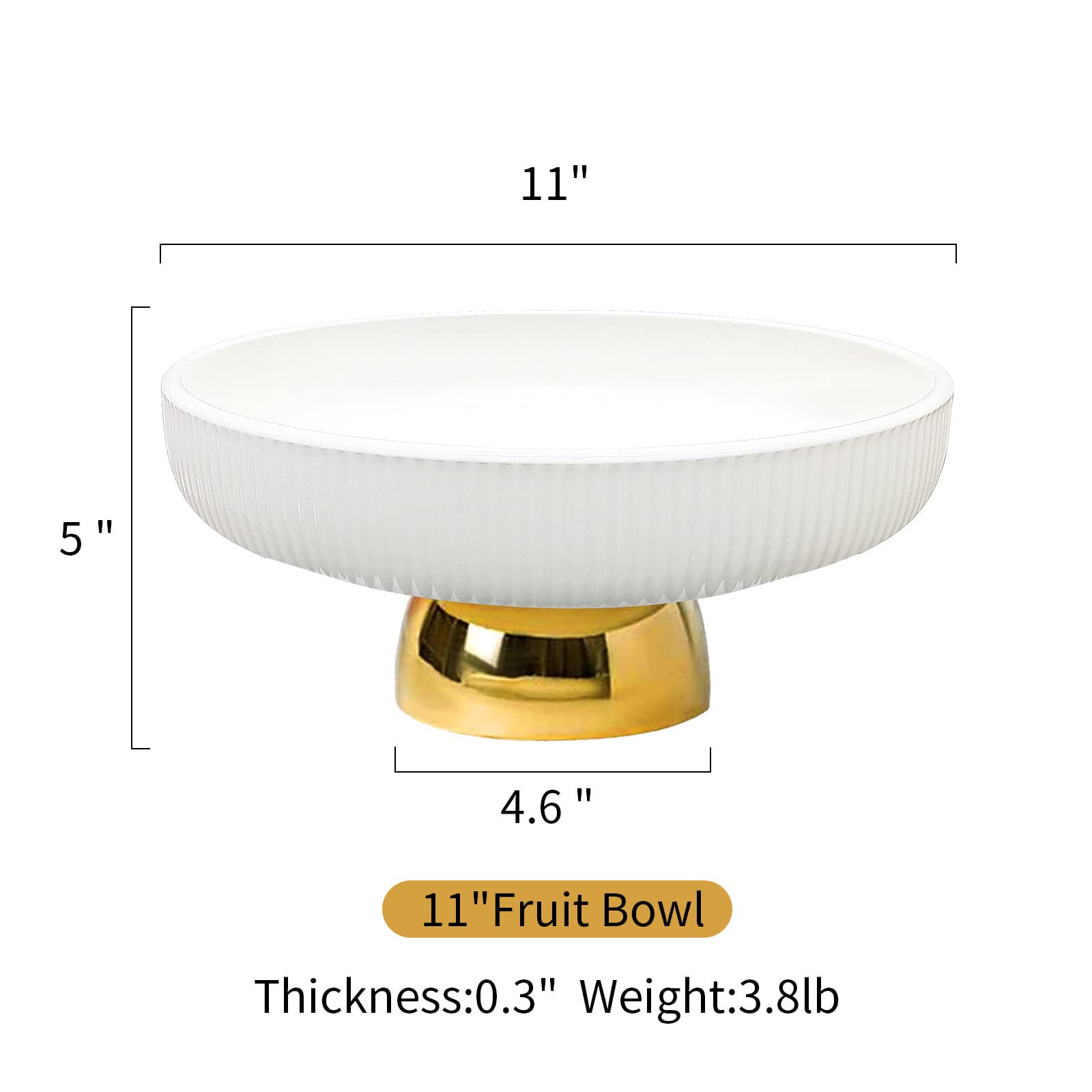 CCATSIX Ceramic Fruit Bowl,11-Inch Dinner Table and Tea Coffee Pedestal Tray,Elegant and Practical Bread and Fruit Trays,Salad or Dessert Display Trays for Parties. (XL)
