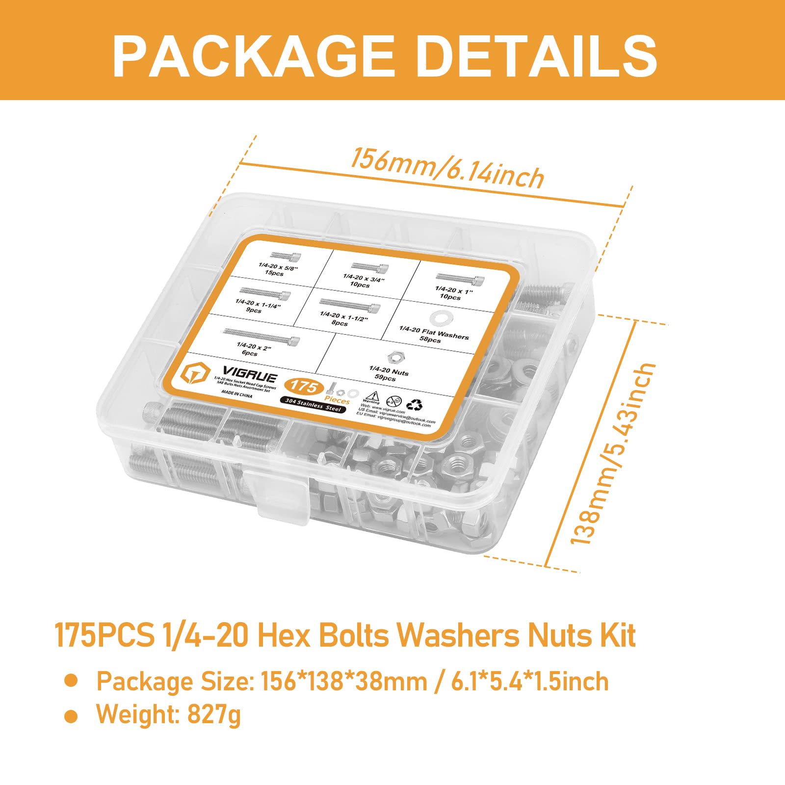 Button Head Screws #8-32 x 1/2'' to 1''and #10-24 x 1/2'' to 1-1/2'', VIGRUE 435PCS 304 Stainless Steel Hex Socket Cap Screws UNC Hexagon Bolts Washers Nuts Assortment Kit Machine Screws Set