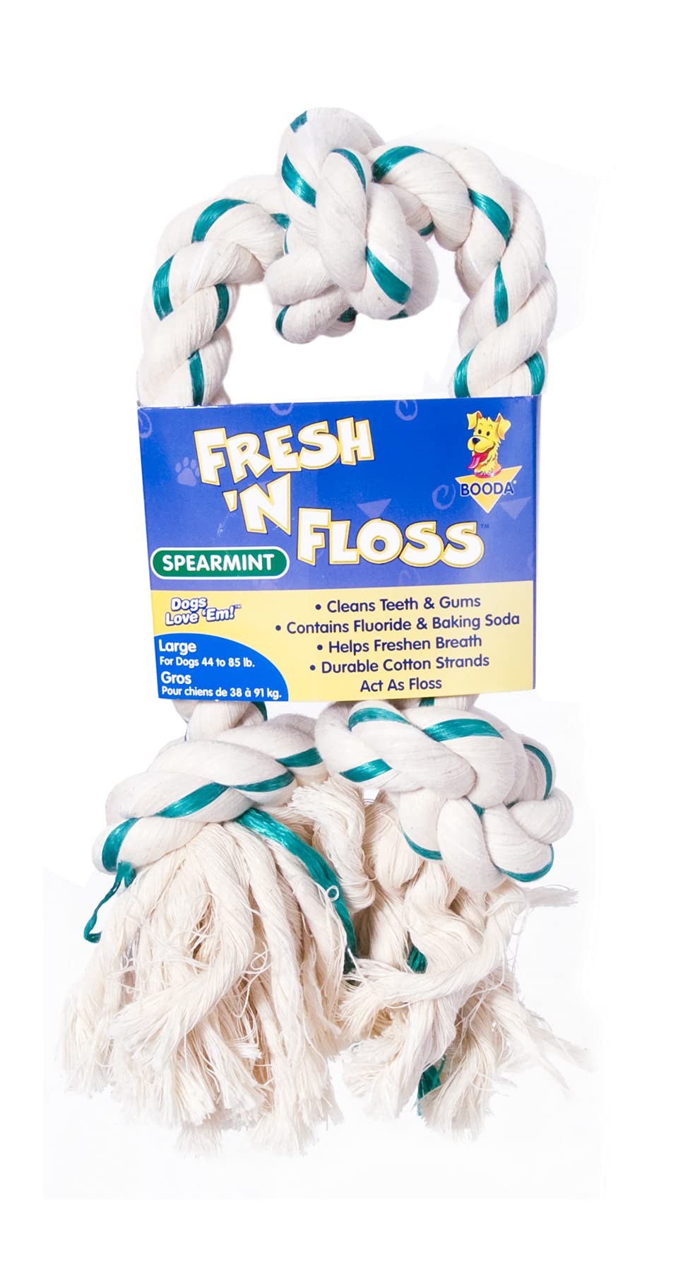 Petmate Booda Fresh N Floss 3 Knot Tug Rope Dog Toy, Large, Spearmint