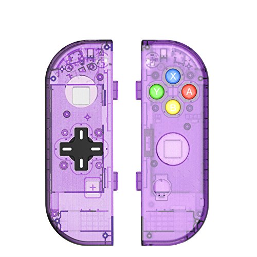 BASSTOP Translucent NS Joycon Handheld Controller Housing with D-Pad Button DIY Replacement Shell Case Compatible with Nintendo Switch Joy-Con (L/R) Without Electronics (Joycon D-Pad-Atomic Purple)