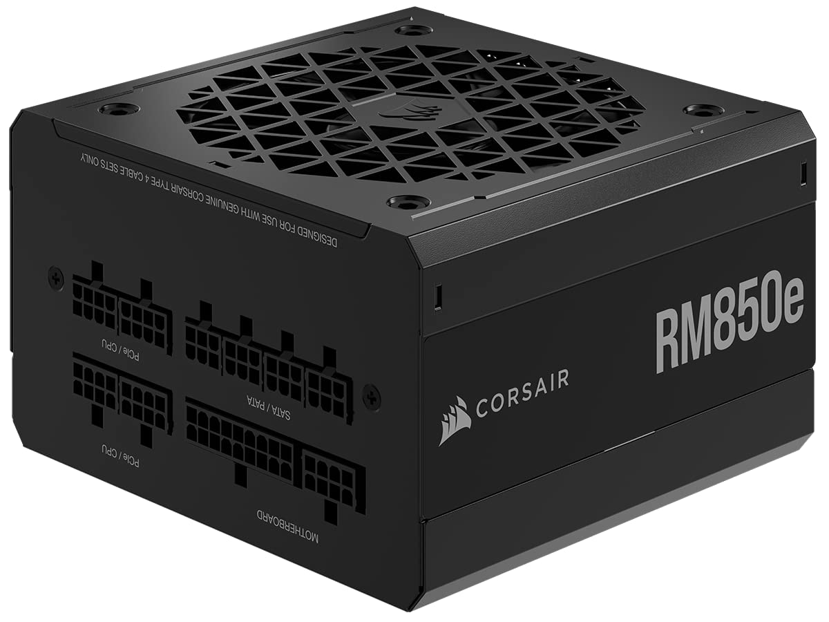 Corsair RM850e Fully Modular Low-Noise ATX Power Supply (Dual EPS12V Connectors, 105°C-Rated Capacitors, 80 Plus Gold Efficiency, Modern Standby Support), Black
