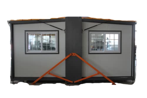 Bastone Mobile Expandable Plastic Prefab House 15ft x 20ft Portable Modern Prefabricated Container House Building, Black&White