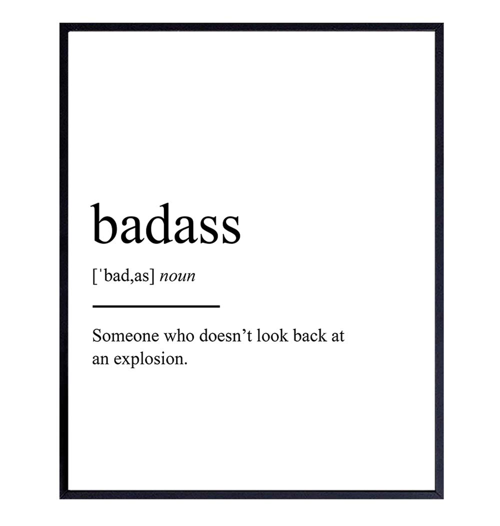 Badass Definition Wall Art, Home Decor - Macho, Tough Guy Poster, Print - Funny Unique Room Decorations for Game Room, Man Cave, Garage, Bar - Gift for Man, Men - 8x10 Photo Unframed