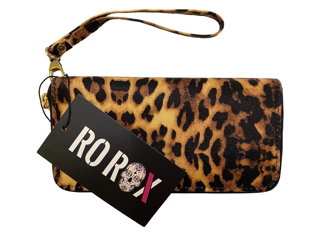 Ro Rox Women's Leopard Print PVC Wallet with Wrist Strap