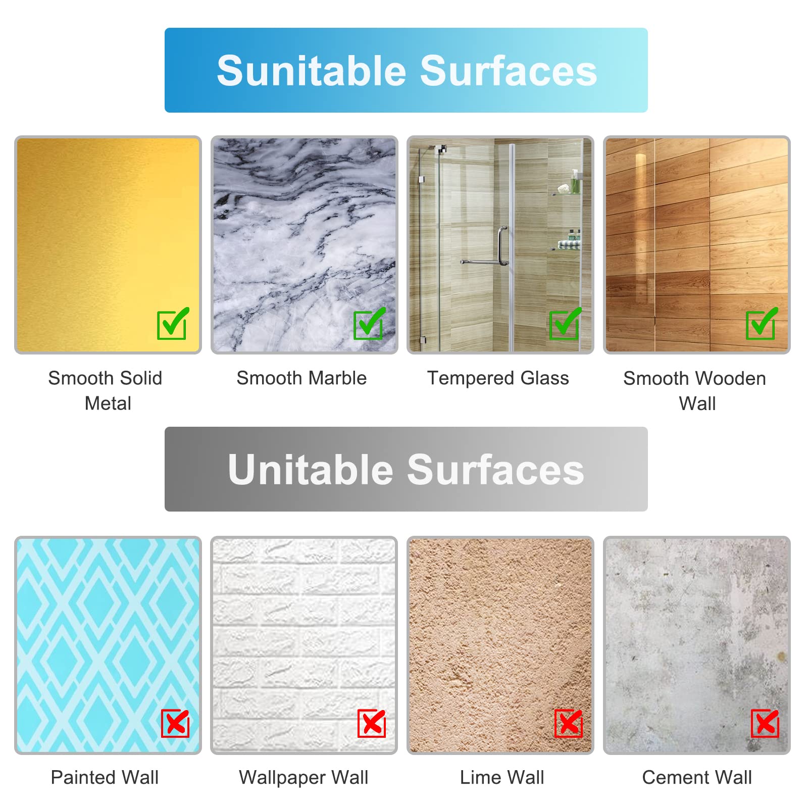 mioule Shower Caddy Adhesive Replacement,Shower Rack Stickers - Shower Shelf Adhesive Strips - Bathroom Rack Sticker - 4 Pack Shower Caddy Adhesive for Replacement