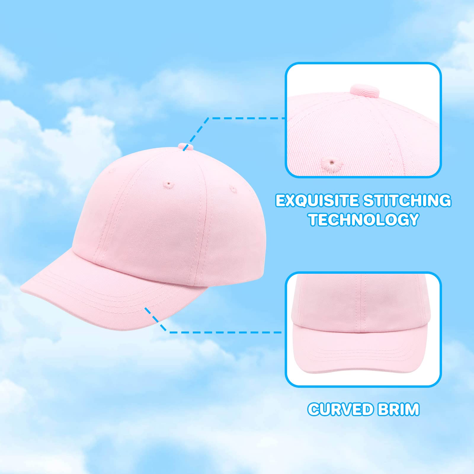 Duoyeree Kids Baseball Cap Sun Hat Adjustable Lightweight Soft Summer Beach Play Hat for Toddlers Little Boys Girls