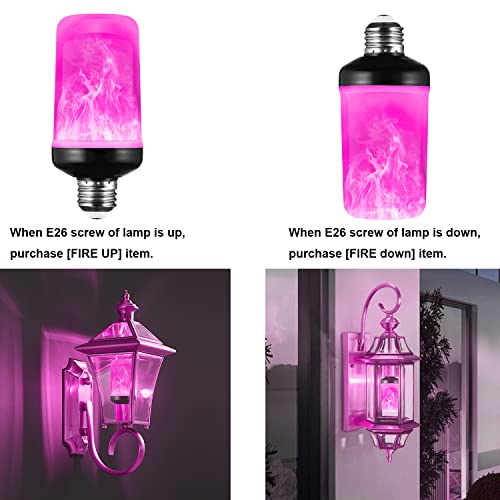 Basuwell LED Flame Effect Light Bulb, E26 Base 4 Modes Fire Light Bulb with Gravity Sensor, 3W Energy Efficient Flaming Fire Lights for Indoor/Outdoor/Halloween/Christmas Decorations (2-Pack) (Pink)