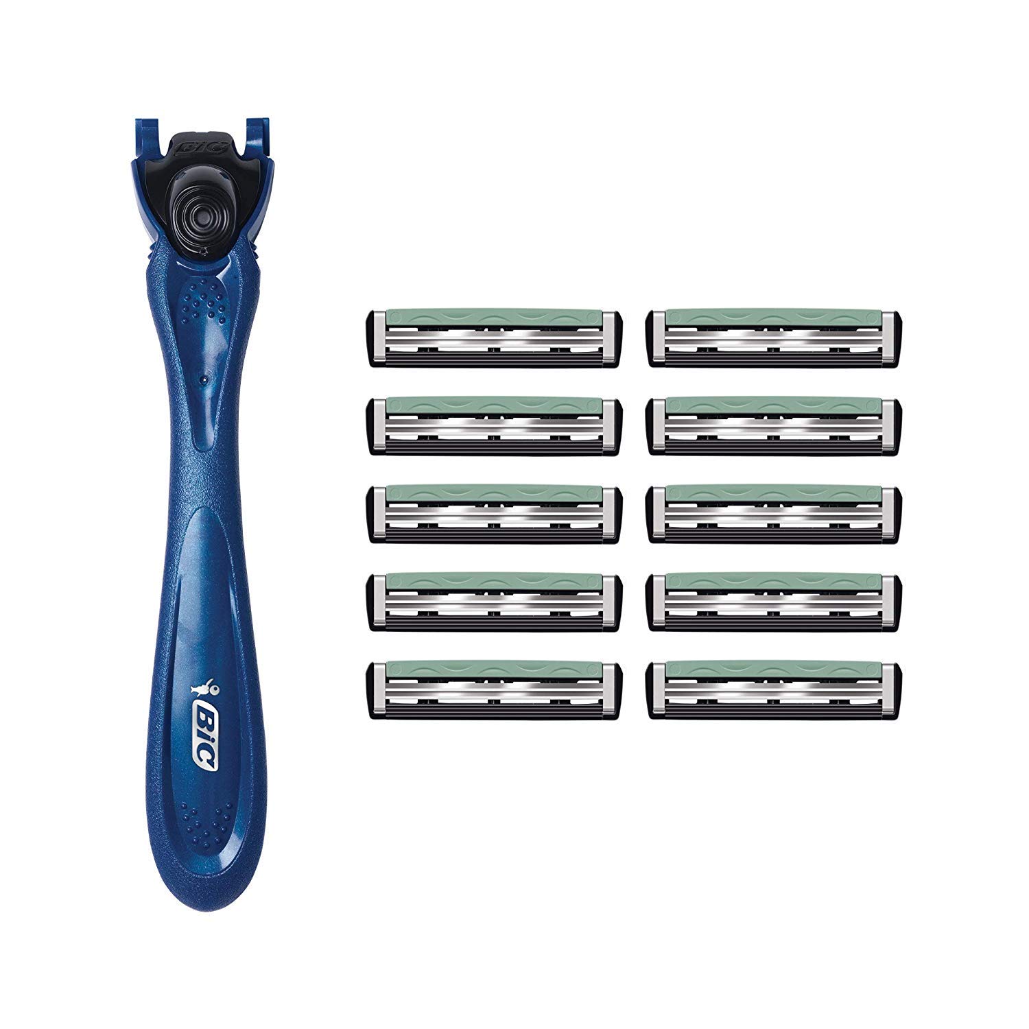 Bic Flex 2 Hybrid Razor - 1 Handle & 10 Cartridges Per Package - Pack of 2