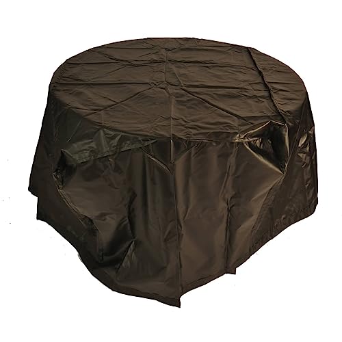 Bluegrass Living GN3R111S 50,000 BTU Round Propane Fire Pit Table for Patio & Deck Use, Aluminum & Wicker, Includes Glass Beads, Wind Guard, Protective Cover, 42-in. x 26-in., Brown