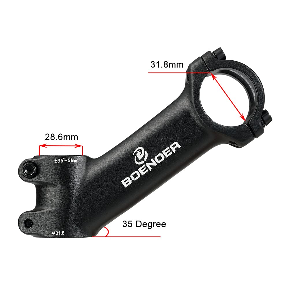 Boenoea 31.8 Bike Stem 10/25/35/45 Degree 70mm 90mm 110mm Bicycle Handlebar Stems for Most Bicycles,Mountain Bike,Road Bikes, MTB,BMX,Fixie Gear, Cycling