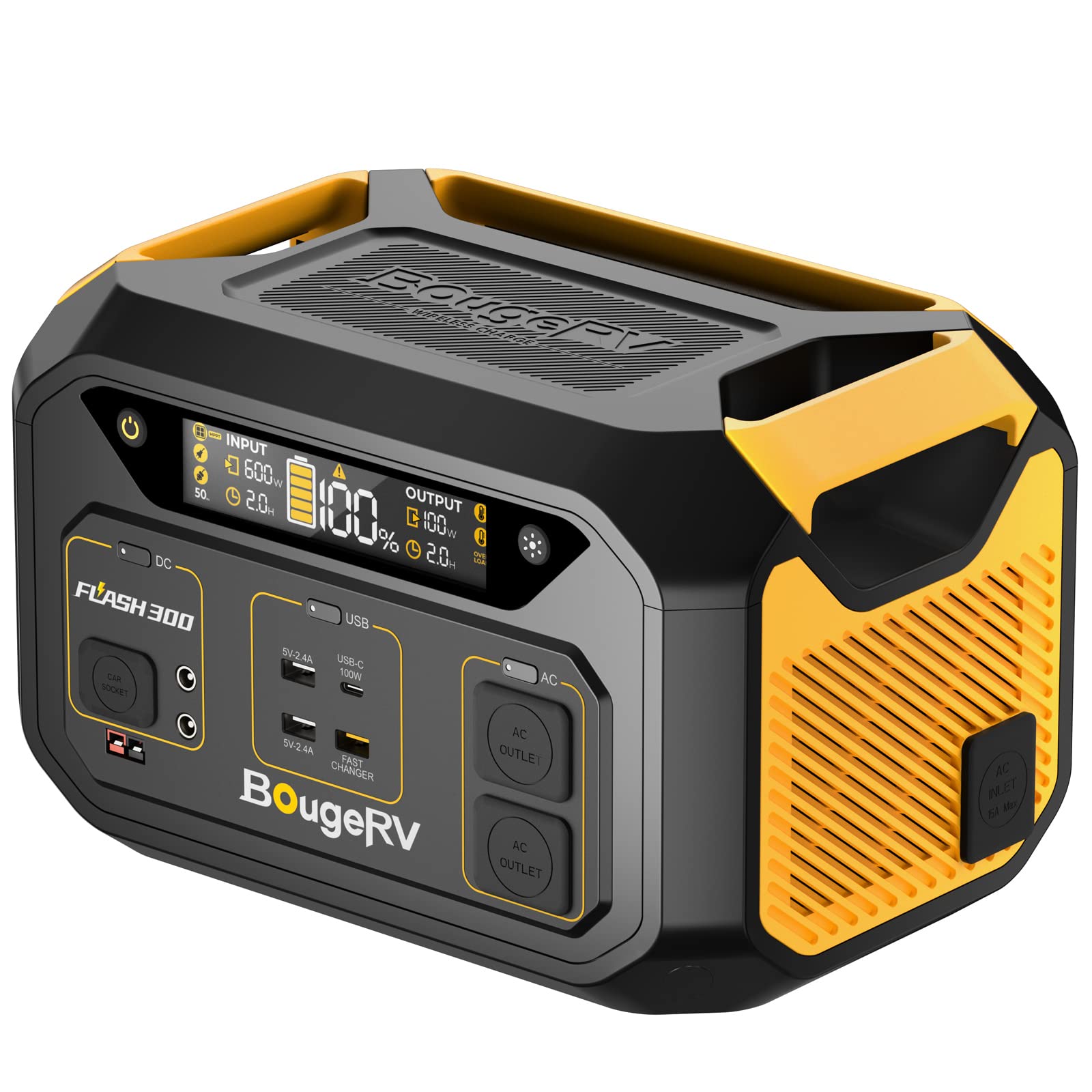 BougeRV Bundle–3 items: Flash-300 Portable Power Station 286Wh 600W Solar Generator with 2x 130W Portable Solar Panel Foldable Lightweight Solar Charger
