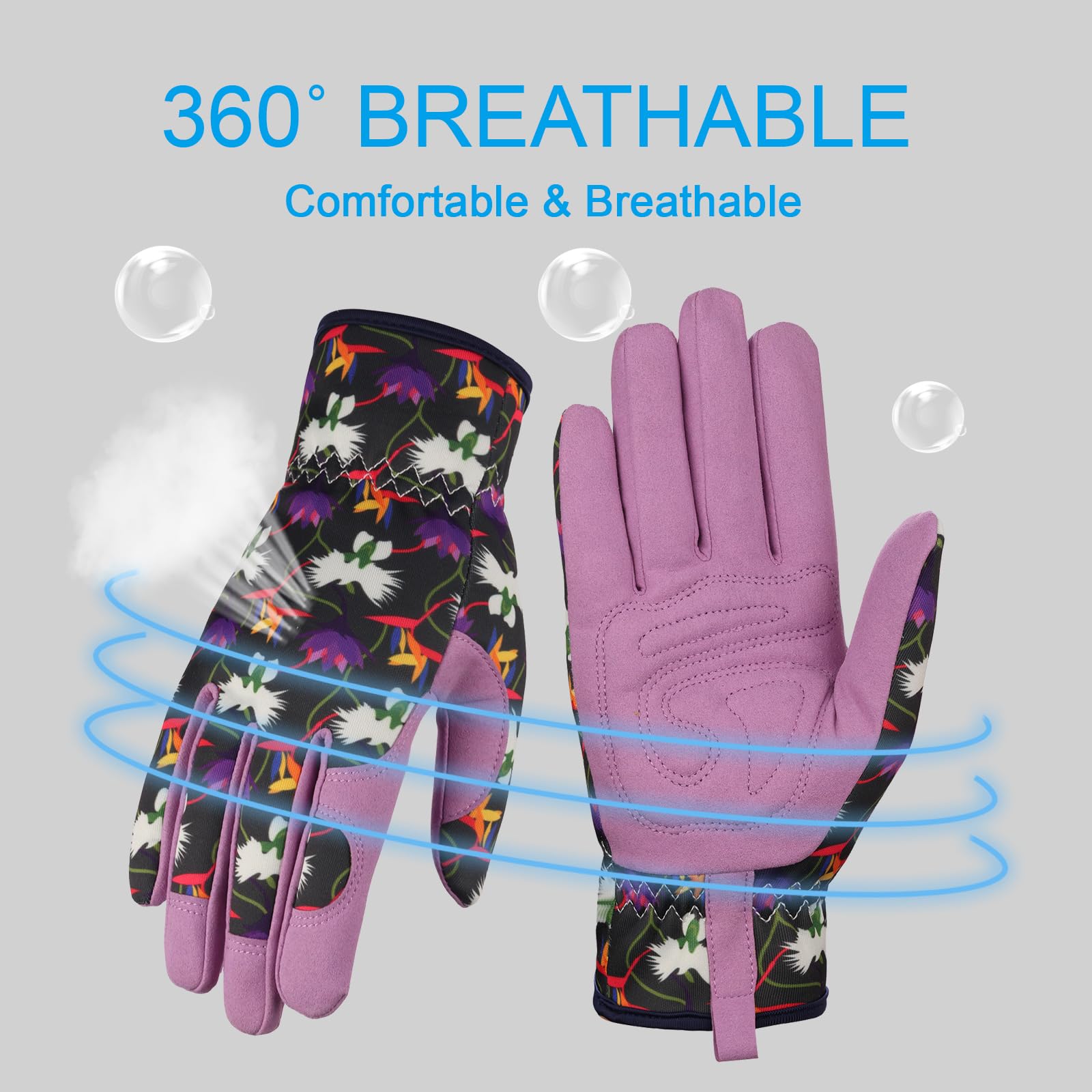 Bamllum Leather Gardening Gloves for Women - Working Gloves for Weeding, Digging, Planting, Raking and Pruning(Baiziteng)