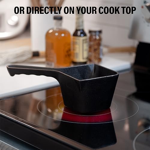 Cast Iron Sauce Pot with BBQ Mop Brush β Small Cast Iron Basting Pot & Mop Brush for Grilling, Smoking, and Saucing β BBQ Mop Brushes for Sauce, 24 Oz