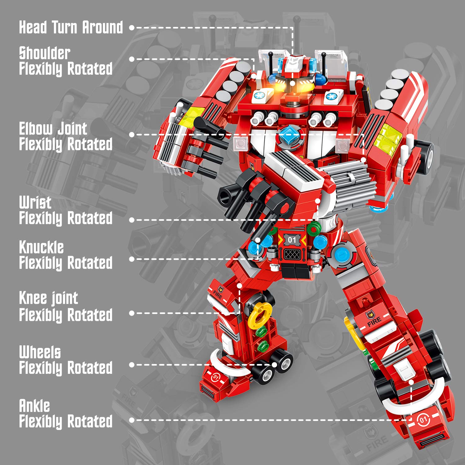 Robot Building Toys for Boys Age 6 7 8 9 10+ Year Old, 836 PCS Creative Construction Truck Blocks Toys, 35 in 1 STEM Educational Building Bricks City Fire Rescue Vehicles Kit Gift for Kids
