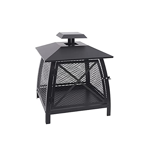 Blue Sky Outdoor Living WBF20 20” Square Wood Burning Outdoor Fireplace with 360-Degree View