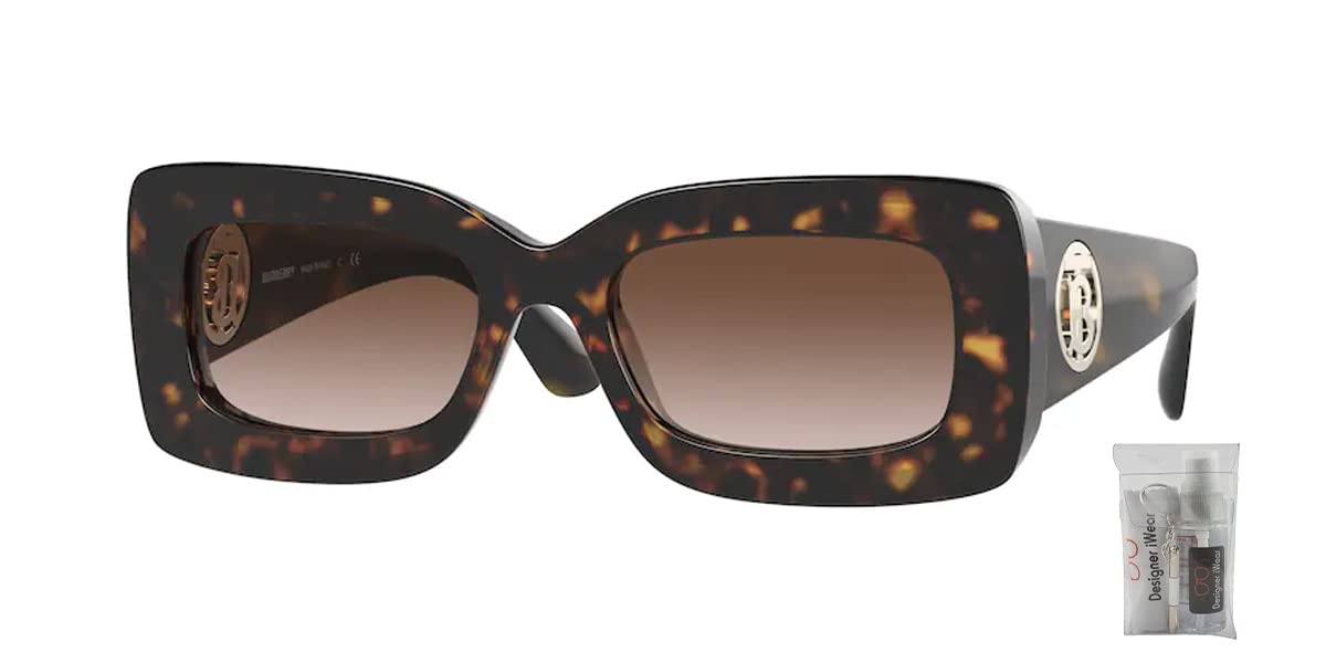 BURBERRY Astrid BE4343 39398G 52MM Brown Horn/Beige/Grey Gradient Rectangular Sunglasses For Women + BUNDLE With Designer iWear Eyewear Kit