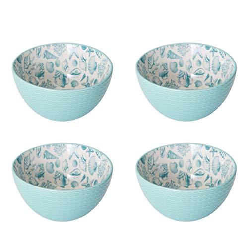 Pfaltzgraff Venice 16-Piece Stoneware Dinnerware Set, Service for 4, Aqua/White -