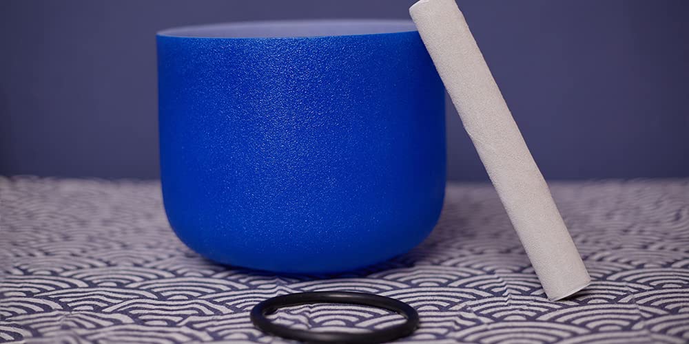 Indigo A Note Crystal Singing Bowl Pineal Chakra 8 inch with Free O-Ring Glue Hammer or Plastic rod wrapped in Sheepskin included For Promotes Peace Chakra Healing and Mindfulness