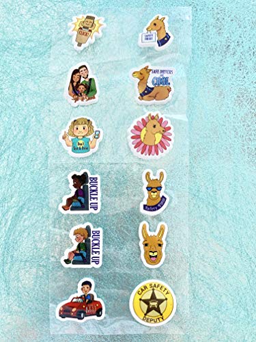 BPA-FREE Buckle Booster (Short Model, With Side Slit), Raises & Stabilizes Your Buckle - Fasten Your Car Seat Belt Easily - Innovative Design Snaps Around Receptacle - Fun Kid Safety Stickers (5-Pack)
