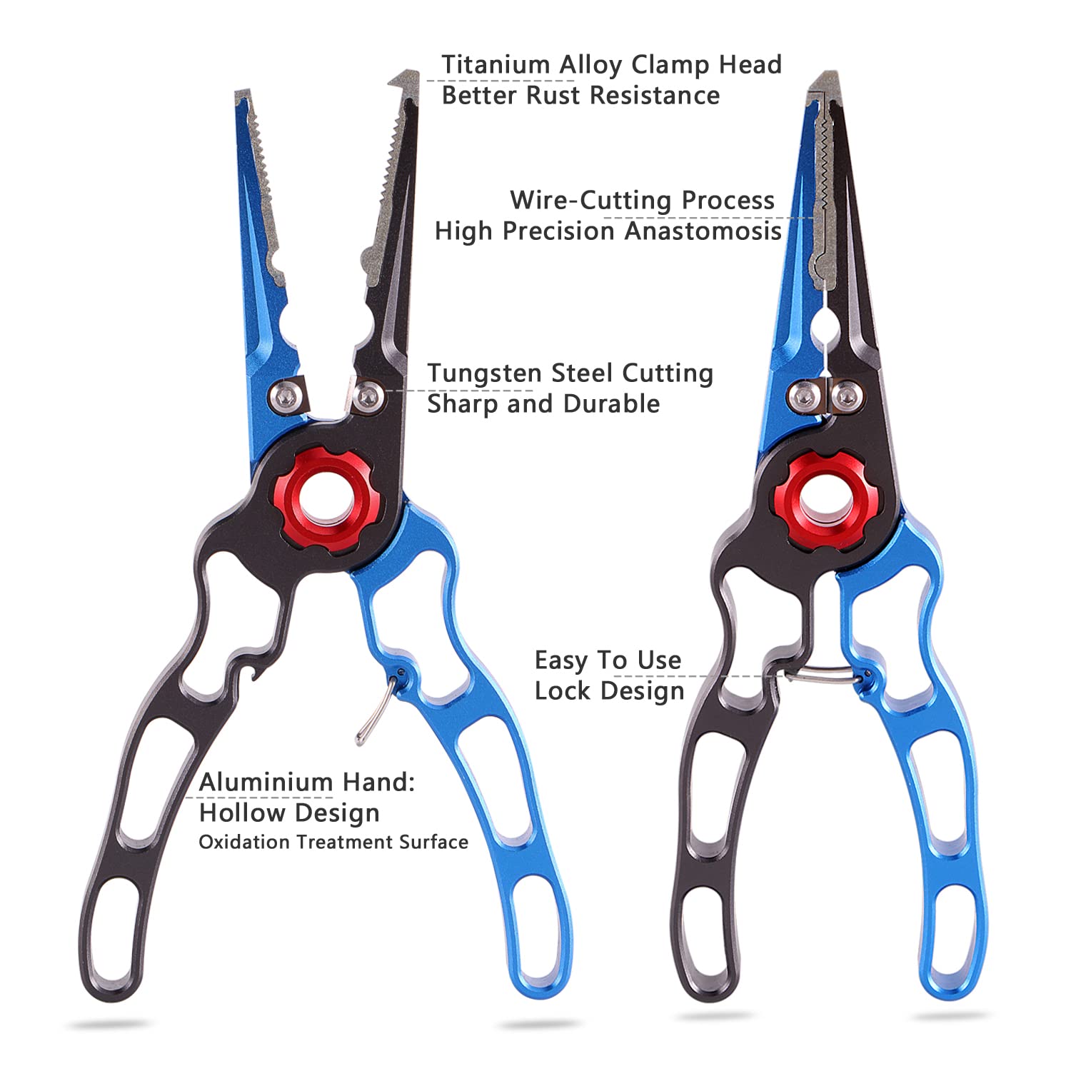 BESKA Fishing Pliers, Saltwater and River Fishing Tools, German Fish Hook Remover, 7 inches, Classic Style, Multi-Function, Rust-Proof, Ultra-Lightweight, Blue