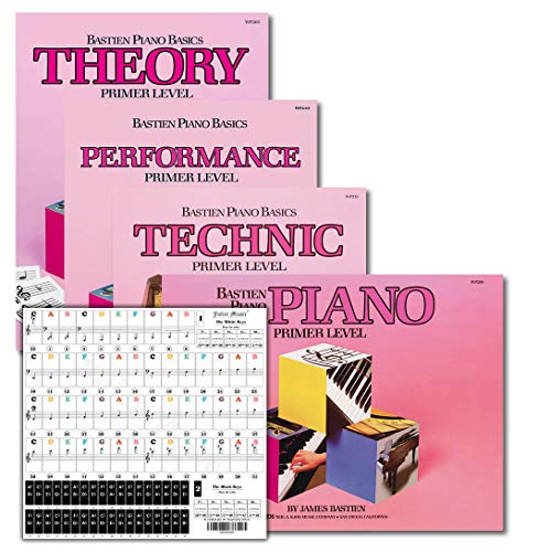 Bastien Piano Basics Primer Level Learning Set by Bastien - Lesson, Theory, Performance, Technique & Artistry Books & Juliet Music Piano Keys 88/61/54/49 Full Set Removable Sticker