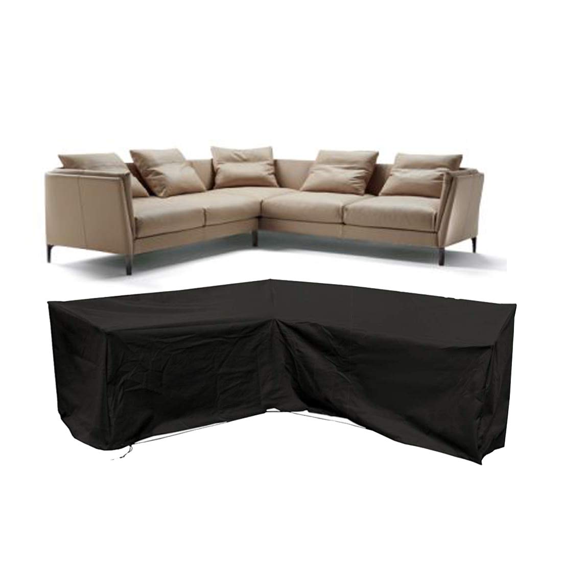 FLR Patio Furniture Cover 117x117Inches V Shaped Sectional Sofa Cover Waterproof Dustproof Furniture Protection Corner Sofa Cover for Outdoor Indoor Veranda