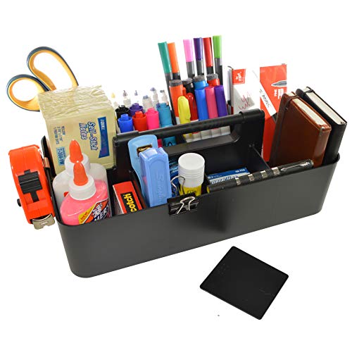 Enjoy Organizer - 8 Compartments DIY Dividers,Large Portable Caddy, Multi Purpose,Stackable, Modern Solution for School, office, Desktop Endless use of your Choice -MADE IN USA (Black)