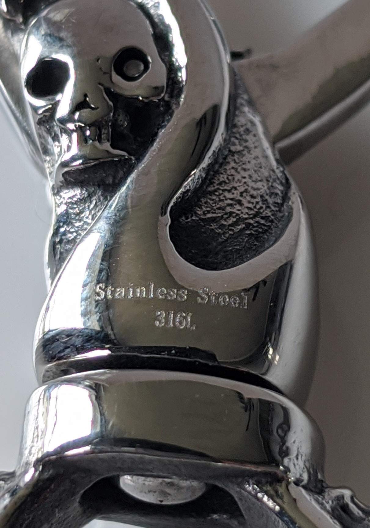 Birch & Bliss 316L Stainless Steel Swivel Skull Keychain | Keyring - Blackstatic Collection | Graduation & Fathers Day - Gifts For Men