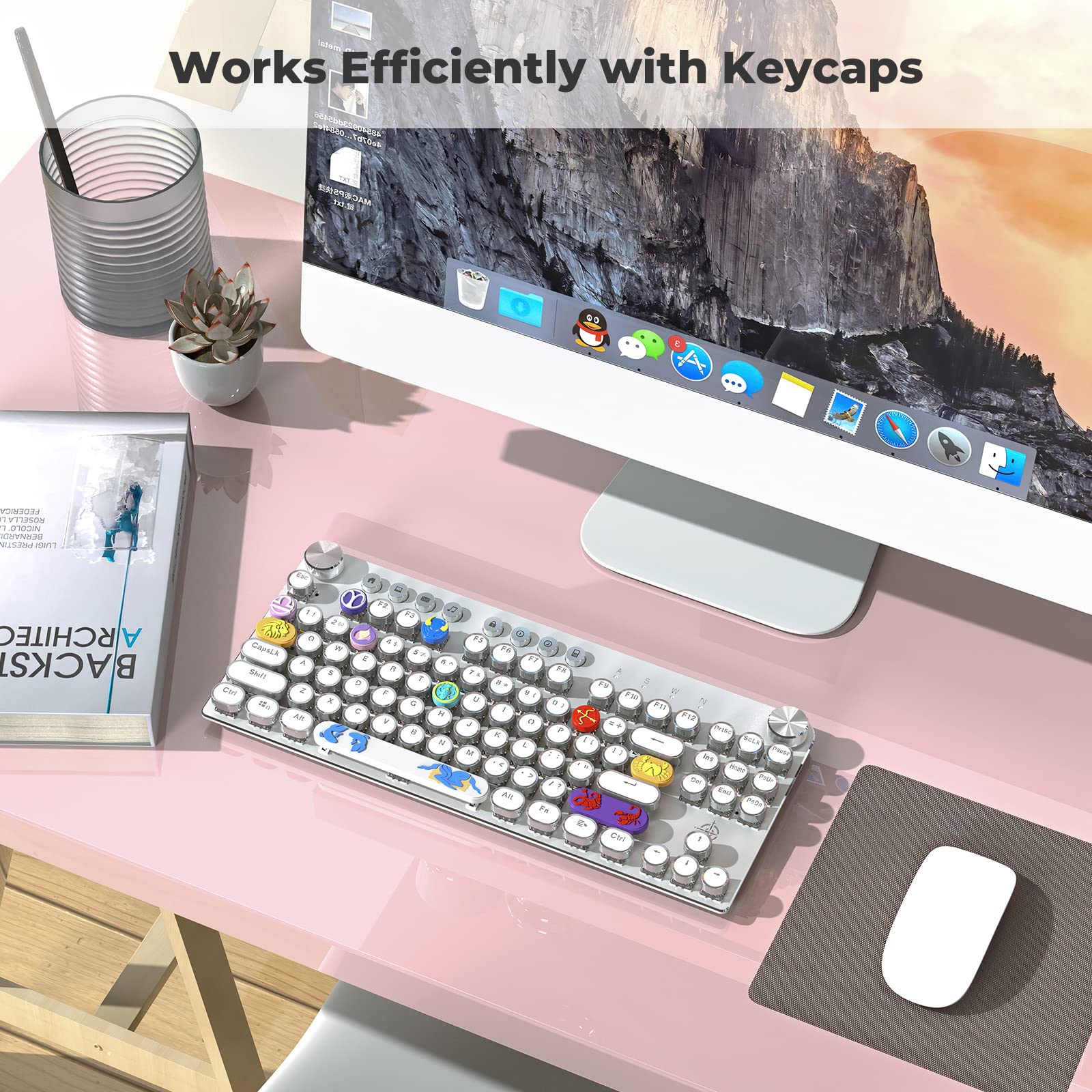 STOGA Keyboard Keycaps Set, Cute Keycaps for 61/87/104 Typewriter Keyboard Round Keycap, Silicone Custom Keycaps Gift Set for Home/Girl to DIY Gaming Keyboard-Only Keycaps&Gift Box(12 Constellations)