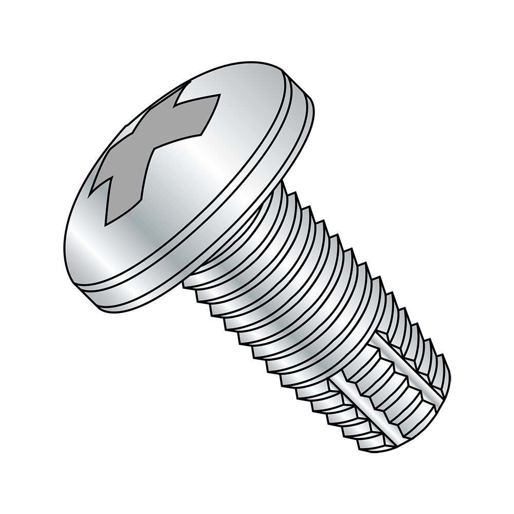 Small Parts 1108FPP Steel Thread Cutting Screw, Zinc Plated Finish, Pan Head, Phillips Drive, Type F, #10-32 Thread Size, 1/2" Length (Pack of 100)