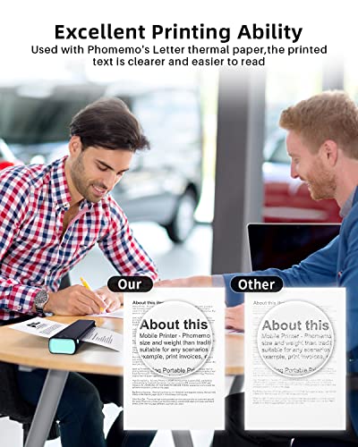 Phomemo Portable Printer - Portable Printer Wireless for Travel Compatible with iOS and Android & Laptop, Mini Bluetooth Mobile Printer Support 8.5" X 11" Letter Papers, Thermal Printer with 1 Case