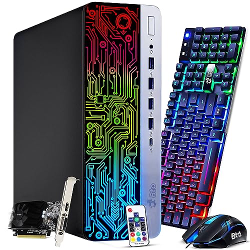 BTO Gaming Desktop Computer RGB PC, Intel Core i7, 32GB DDR4 Ram, New 256GB SSD + 2TB Hard Drive, HDMI, RGB Keyboard and Mouse, Type C Port, NVIDIA GeForce GTX-1050 Ti 4GB, Windows 10 Pro (Renewed)
