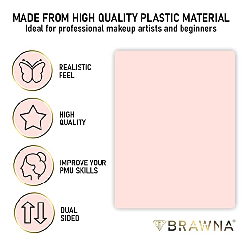 BRAWNA [ Upgraded Version ] Eyebrow Practice Stencil with Microblading Practice Skin | Microblading Template for Eyebrow Tattoo | Microblading Training Supplies | PMU Kit | 10 brow Shapes