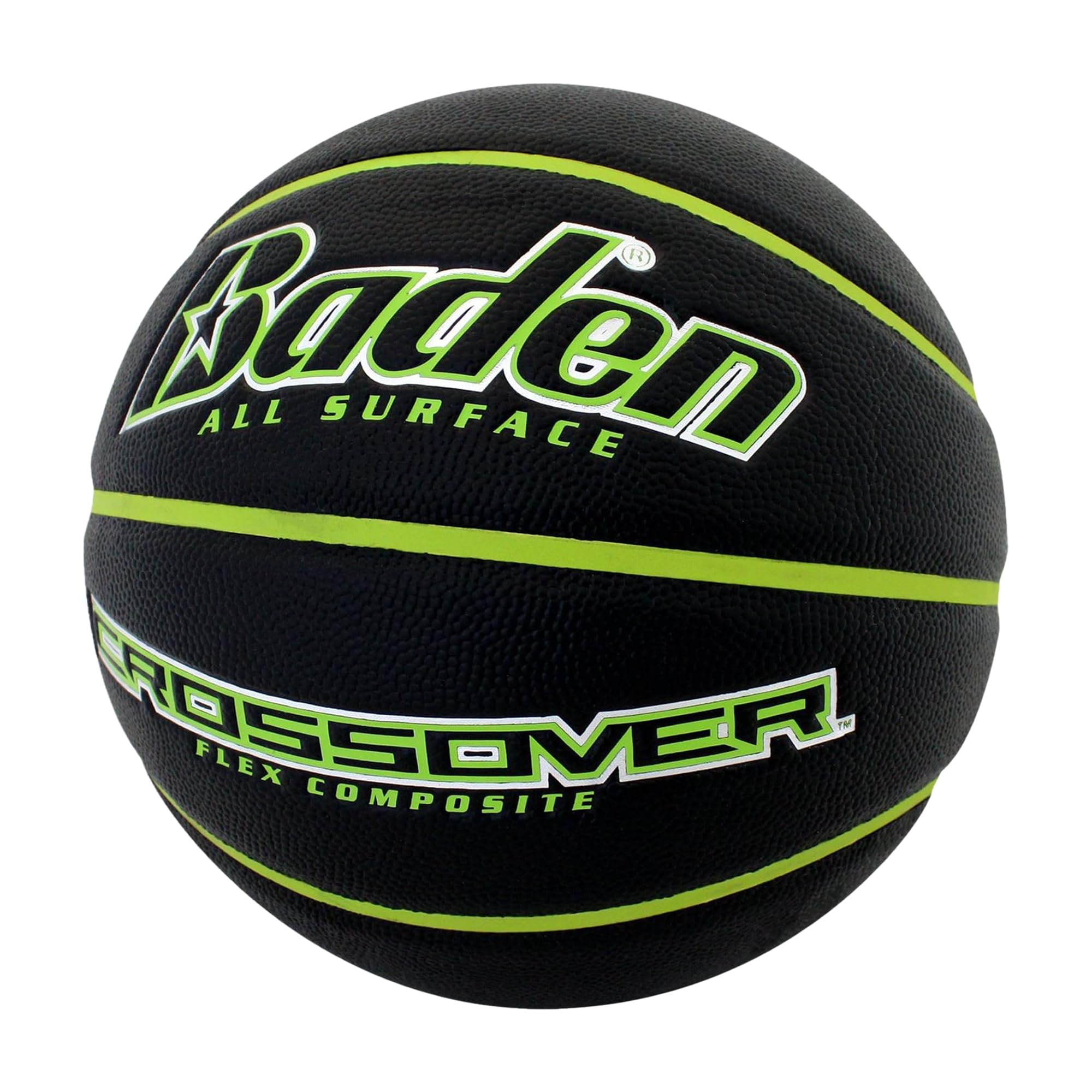 Baden Crossover Flex Composite Basketball, Black/Green, 28.5 inch