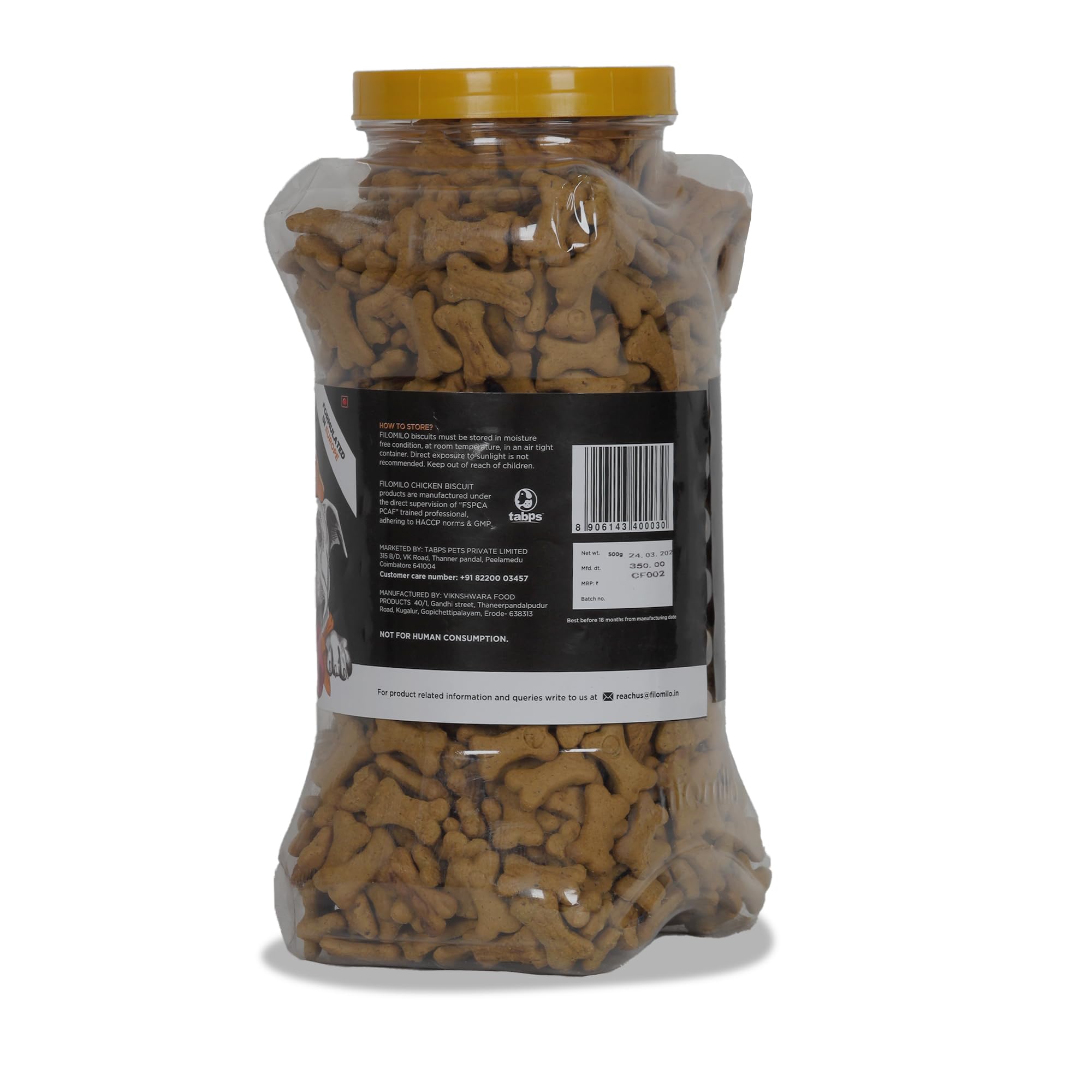 filomilo β Real Chicken Biscuits (Treats) with Ayurvedic Brahmi Powder for All Type of Dogs_17.63 OZ (500 Grams - Chicken Flavour)