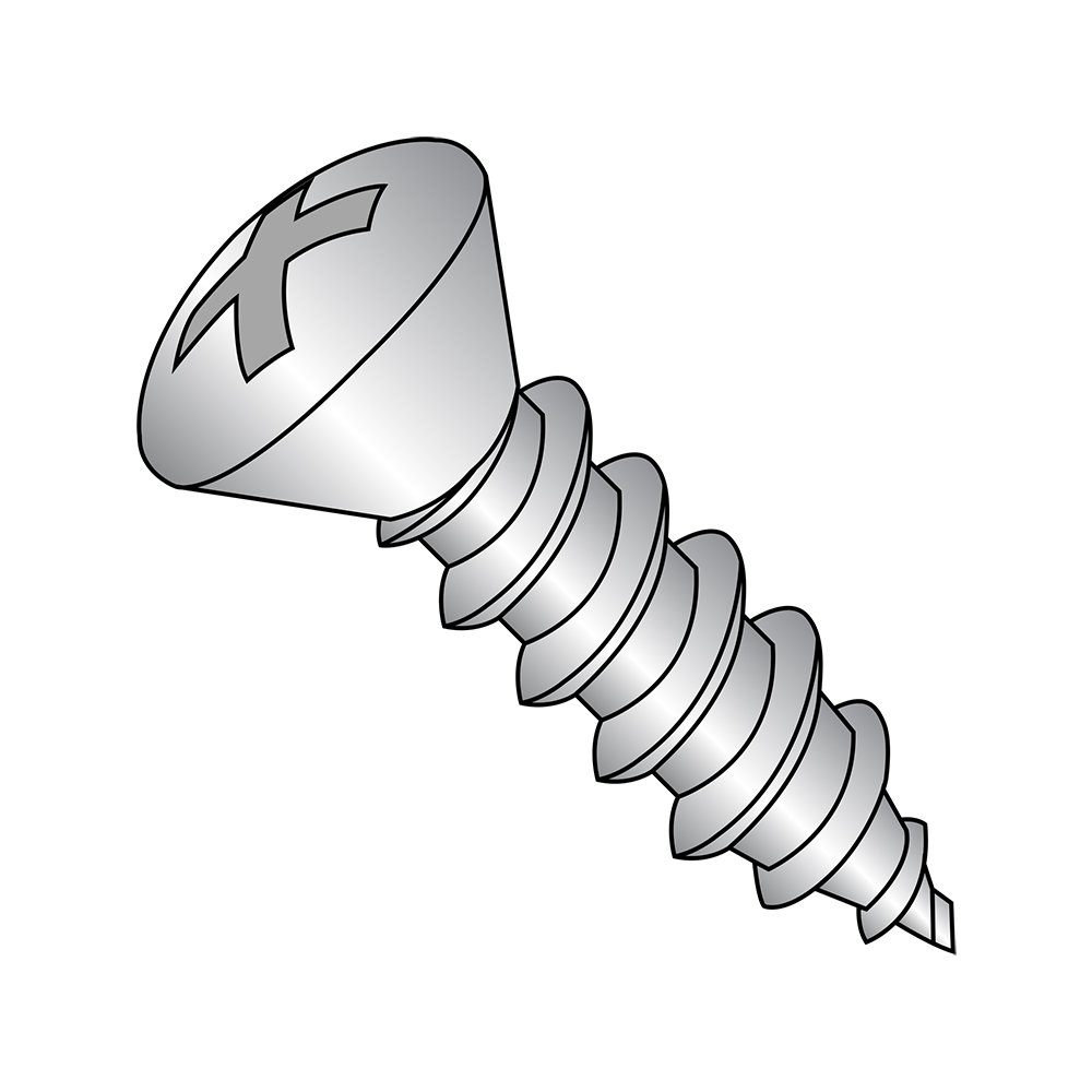 Small Parts 1210APO188 18-8 Stainless Steel Sheet Metal Screw, Plain Finish, 82 degrees Oval Head, Phillips Drive, Type A, #12-11 Thread Size, 5/8" Length (Pack of 50)