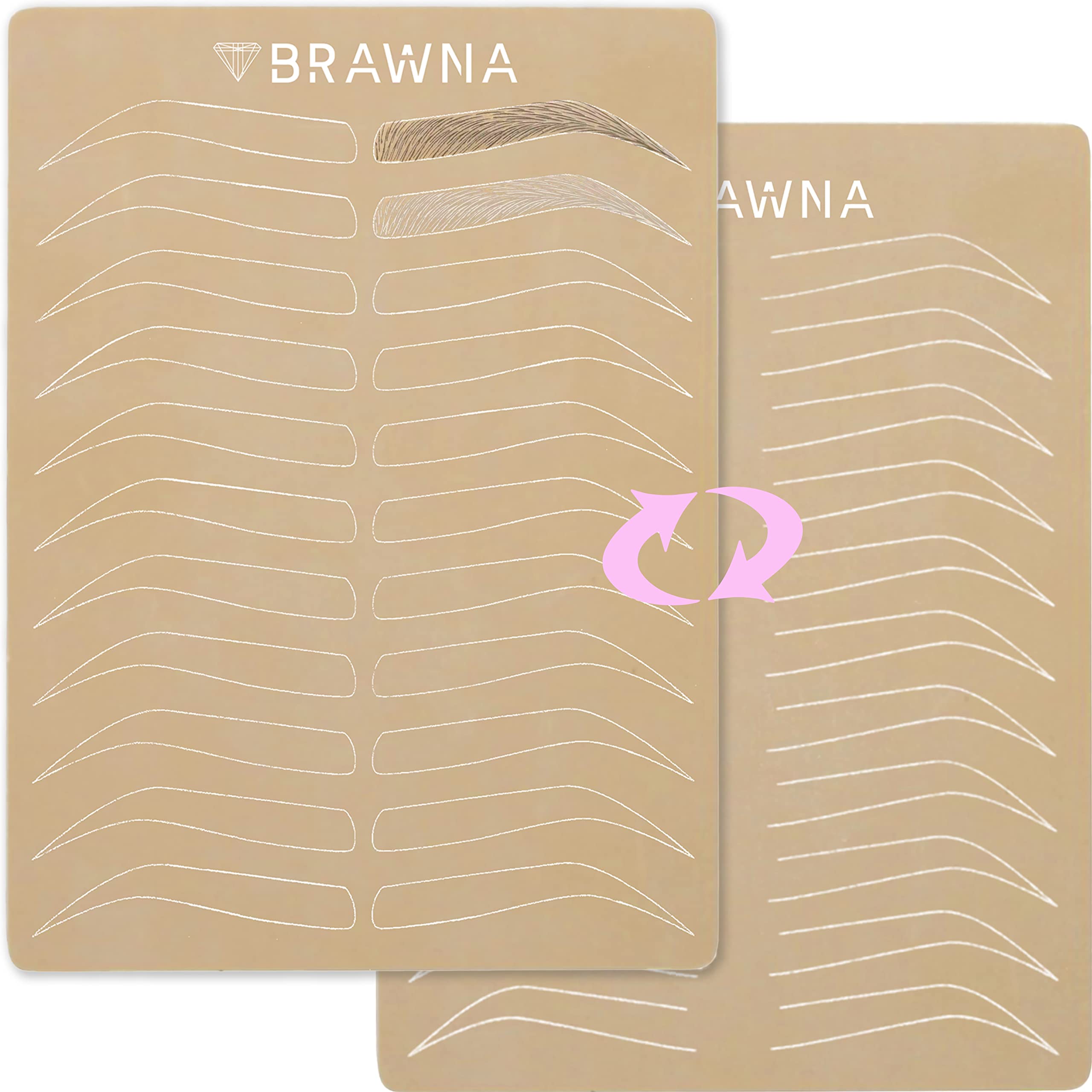 BRAWNA 6 Pack PMU Practice Skin for Microblading and Microshading Eyebrows - Inkless - Double-Sided - PMU Supplies
