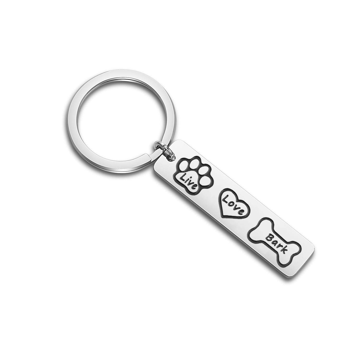 bobauna Live Bones Love Heart Bark Animal Dog Paws Keychain Dog Lover Rescue Jewelry Dog Owner Gift (live love bark keychain)