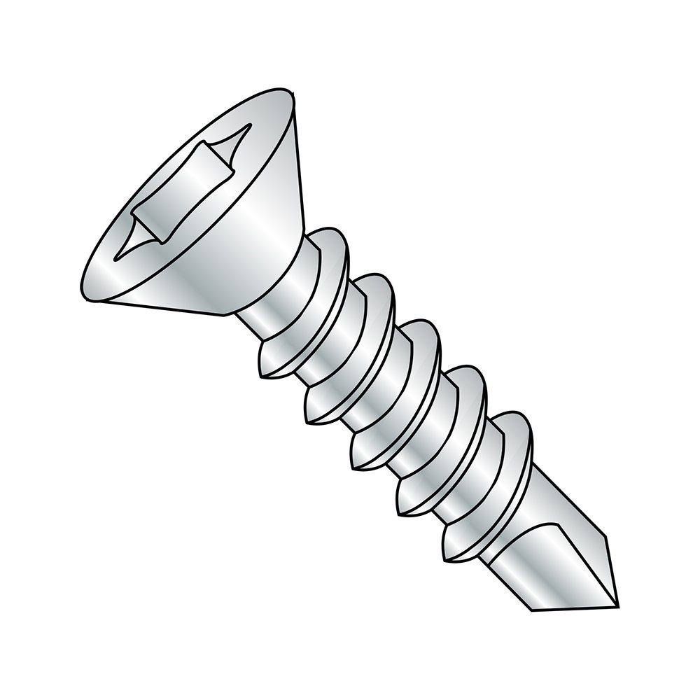 Small Parts 1412KTF Steel Self-Drilling Screw, Zinc Plated Finish, 82 Degree Flat Head, Star Drive, #3 Drill Point, 1/4"-14 Thread Size, 3/4" Length (Pack of 50)