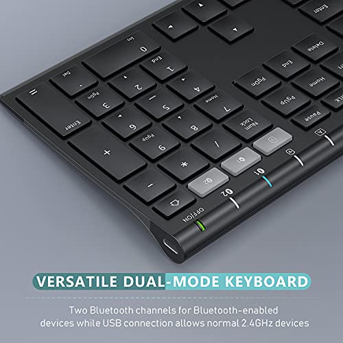 Bluetooth Keyboard Mouse, Multi-Device Wireless Keyboard and Mouse Combo, Ultra Slim, Rechargeable, Dual-Mode(Bluetooth 4.0 + USB), Windows/Mac OS/Android (Black)