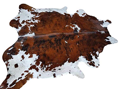 ecowhides 100% Genuine Brazilian Cowhide Rug - Tricolor - Luxury Cowskin Cow Hide Leather Area Rug Home Decor, (XXL) 8 X 7 ft