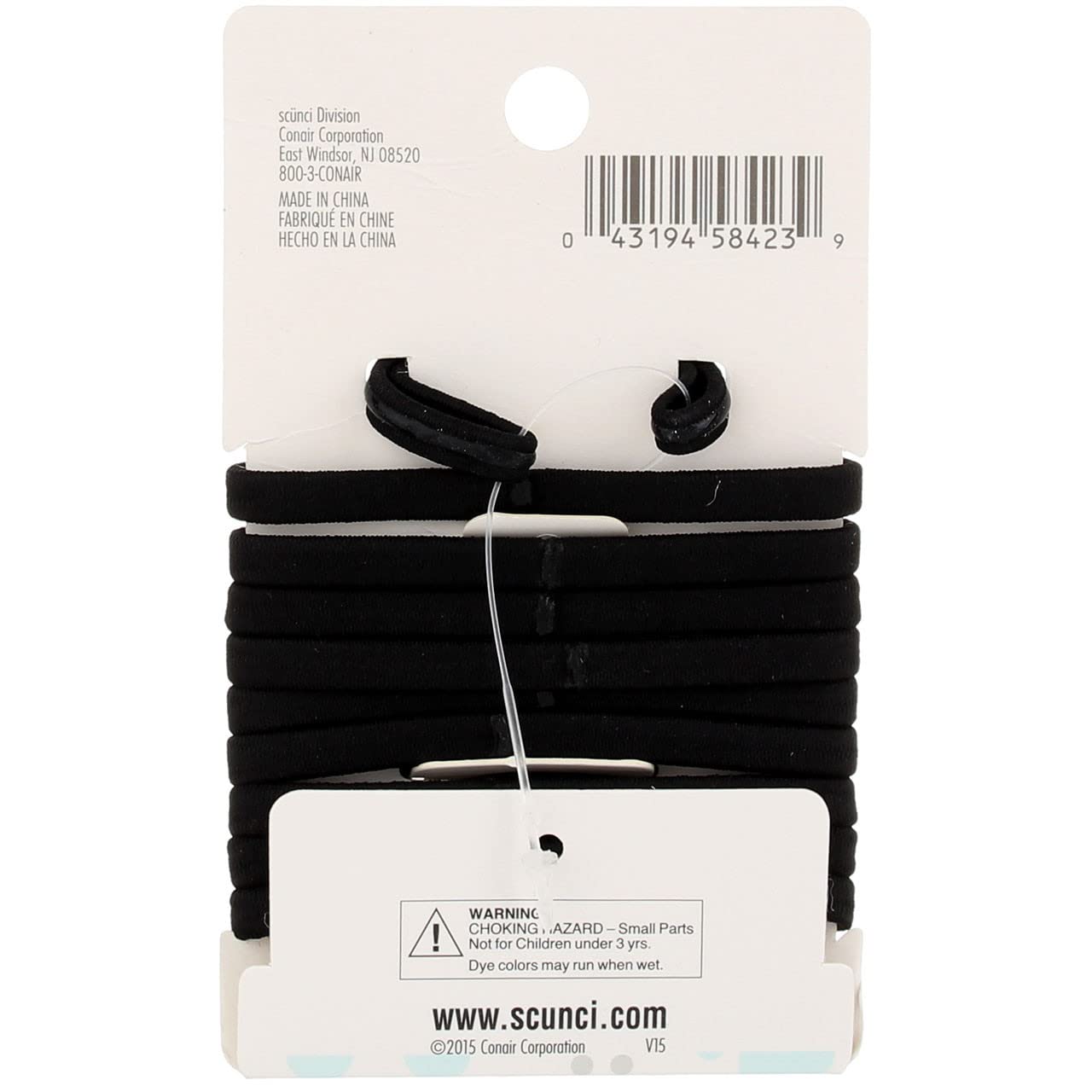Scunci All Day Hold No-Slip Grip Black Elastics, 10 Count (Pack of 2)