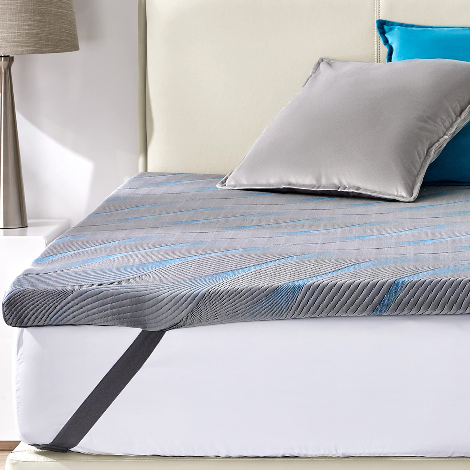 SLEEP ZONE 2 Inch Full Mattress Topper Cooling Gel Memory Foam with Adjust Straps & Zippered Cool-to-The-Touch Cover, Full