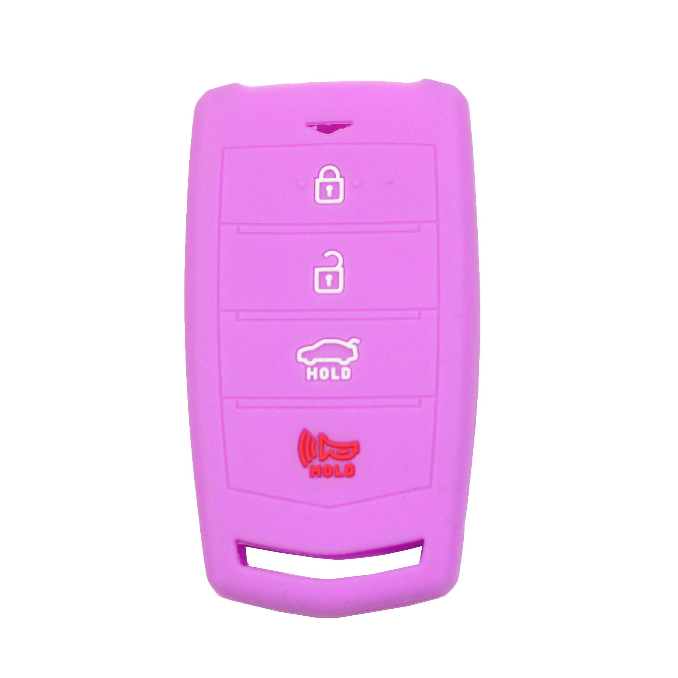 Btopars 2pcs 4 Buttons Silicone Rubber Remote Smart Key Fob Case Cover Protector Holder Jacket Compatible with Hyundai Genesis 2017 2018 2019 2020 G70 G80 G90 Black Purple