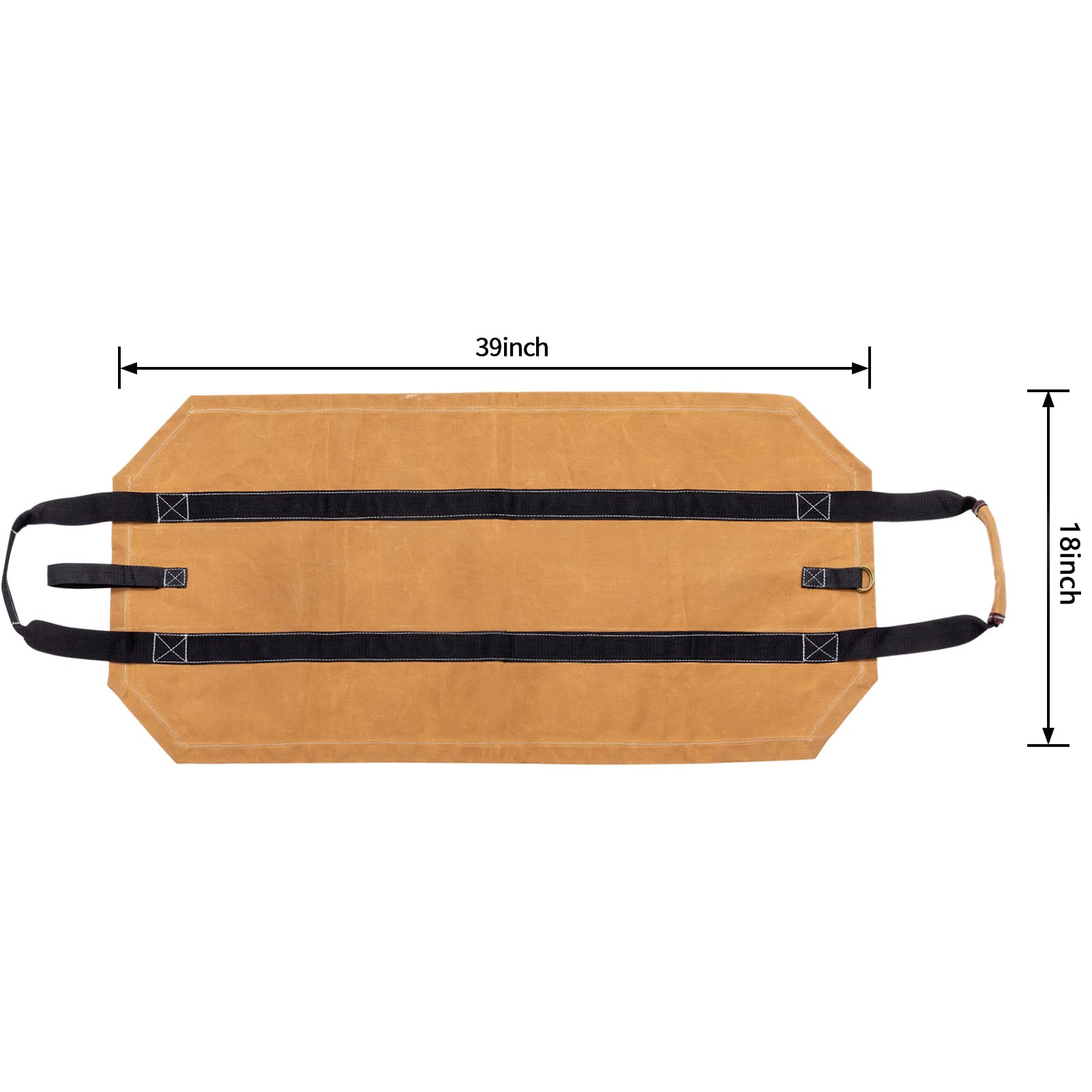 eletecpro Firewood Carrier 39x18 Inch Durable Waxed Canvas Log Carrier Heavy Duty, Fire Place Sturdy Wood Carring Bag with Handles Security Strap for Camping Indoor (khaki)