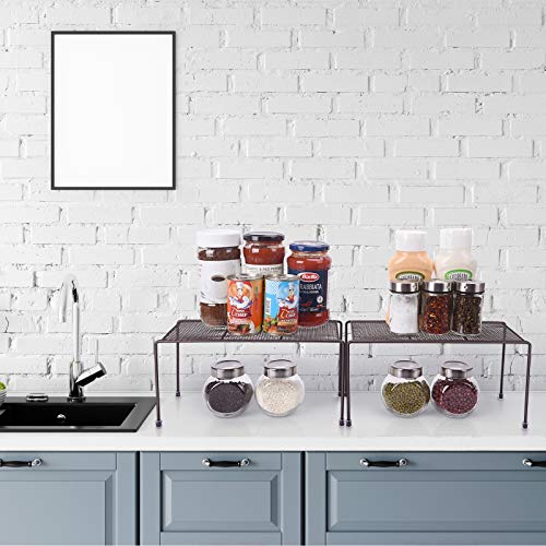 Mesh Kitchen Shelves, Cabinet Organization Mini Storage Shelf Set of 6 (Bronze)