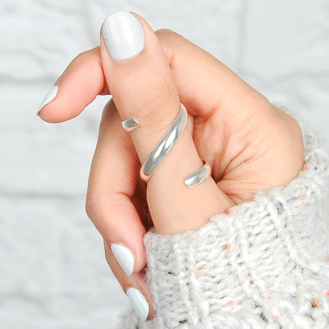 Boho-Magic 925 Sterling Silver Thumb Rings for Women Wrap Statement Ring, Adjustable (9)