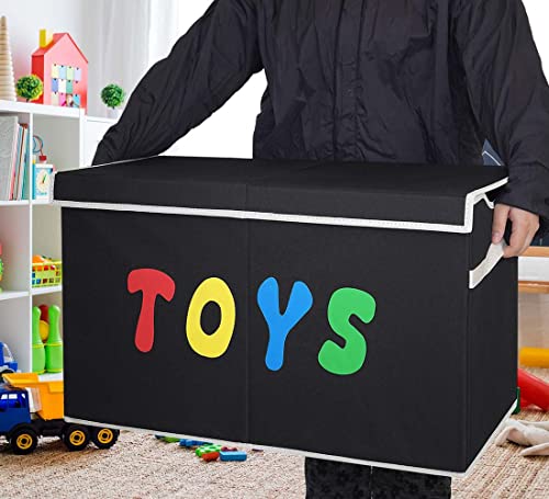 YOLOXO 2 PackToy Box Chest, Collapsible Sturdy Storage Bins with Lids, Extra Large Kids Toy Storage Organizer Boxes Bins Baskets for Kids, Boys, Girls, Nursery Room, Playroom, Closet